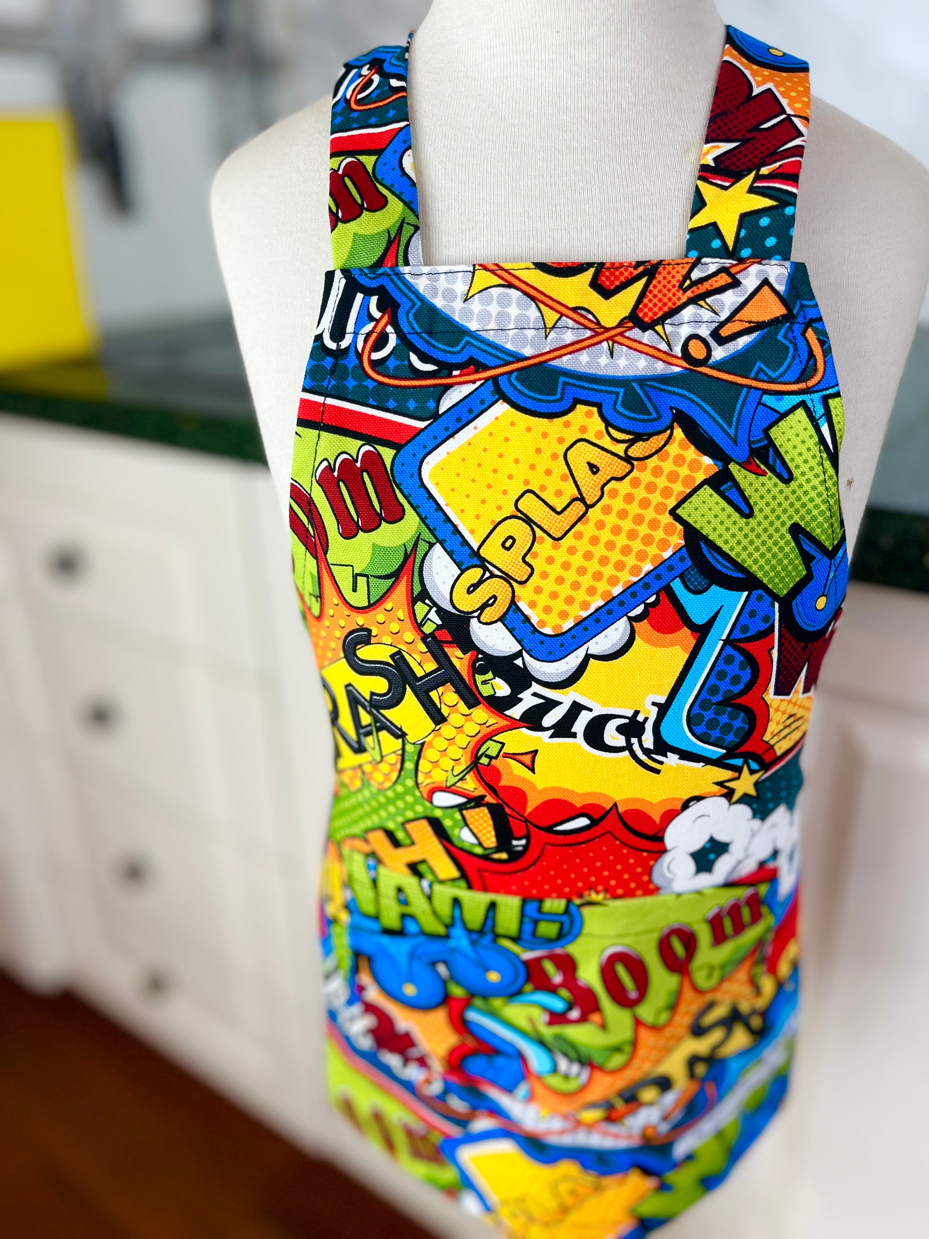 Comic Book Patterned Toddler's Apron – My Favourite Apron Co.
