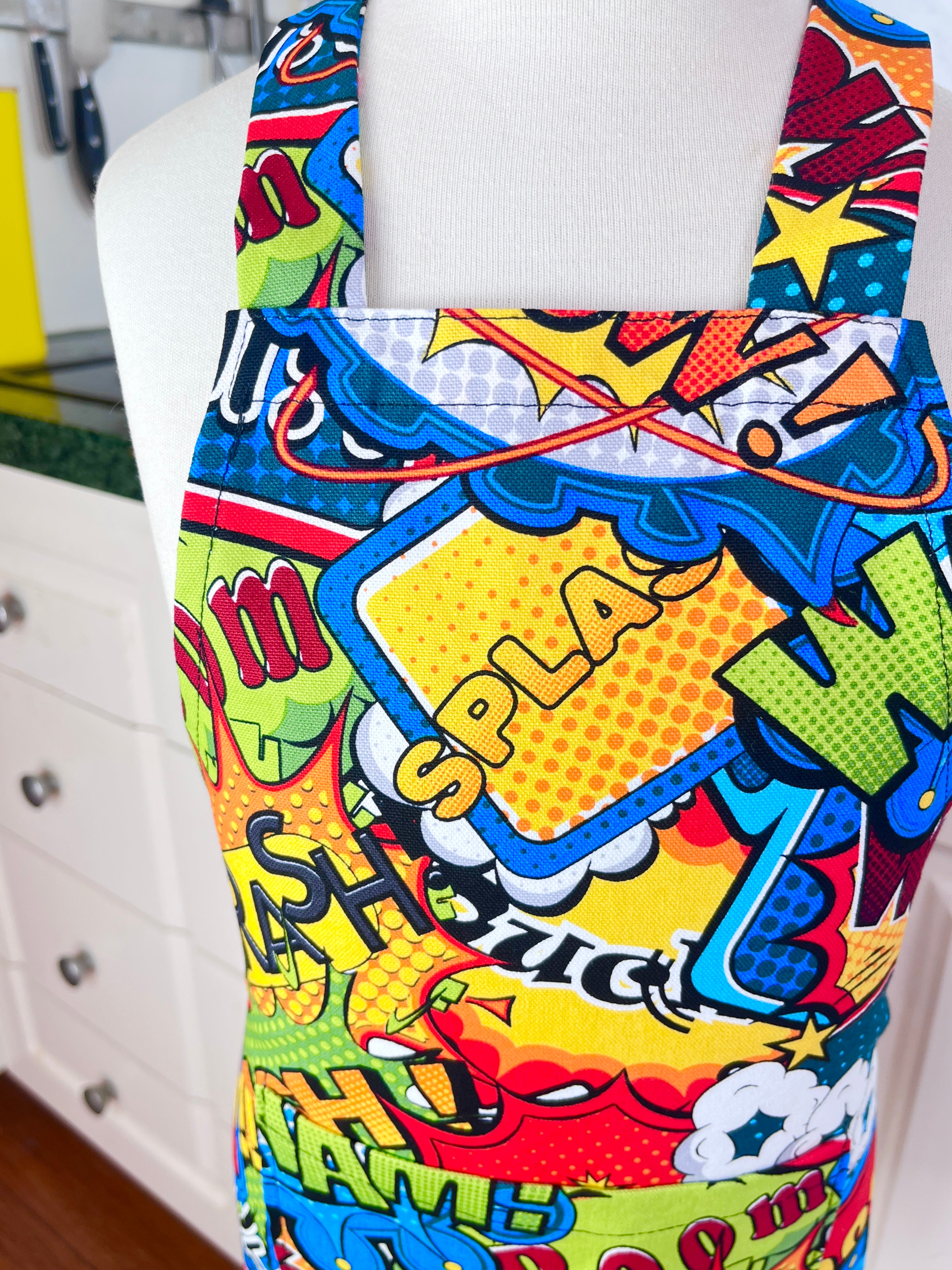 Comic Book Patterned Toddler's Apron – My Favourite Apron Co.
