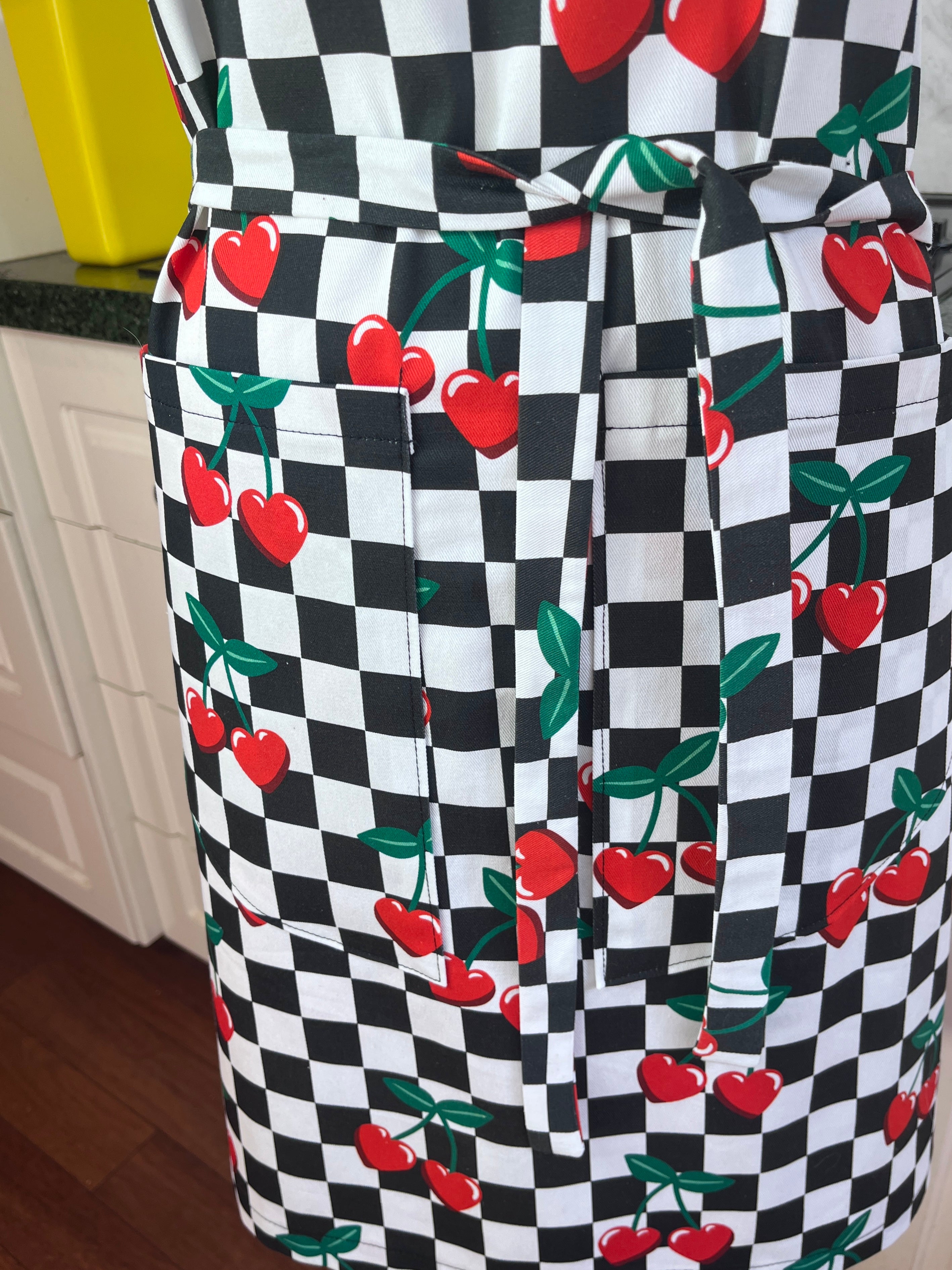 This Heart Shaped Cherry Print Apron Is All Retro – My Favourite Apron Co.